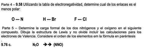 Solved 4 Using The Electronegativity Table Determine Which Chegg