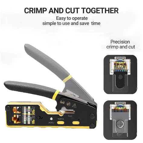 Hoolnx Rj45 Crimper Pass Through Rj45 Crimping Tool For Cat6 Cat5e Pass Thru Ethernet Modular