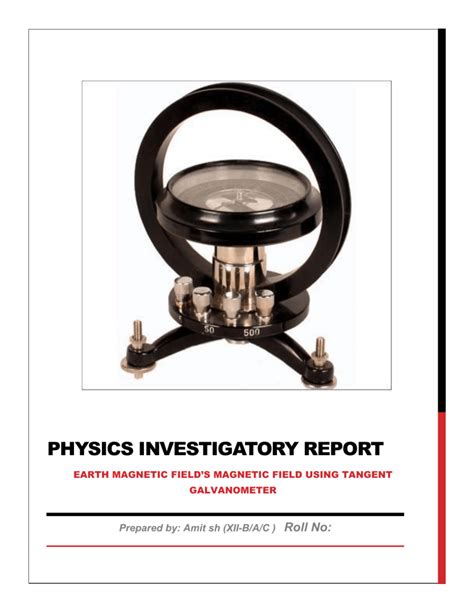 XII Physics Investigatory Report Earths Magnetic Field