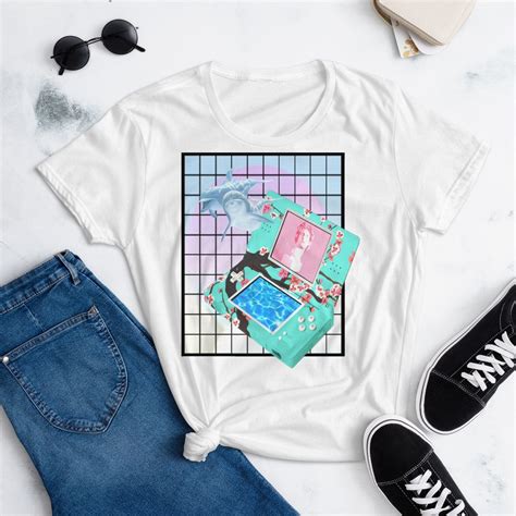 Rainbow Dolphin Vaporwave Egirl Kawaii Gamer Womens Short Sleeve T Shirt Etsy