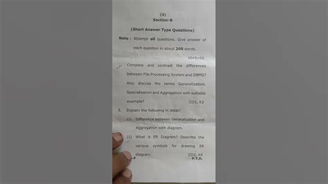 Dbms Database Management System Previous Year Question Paper 2023
