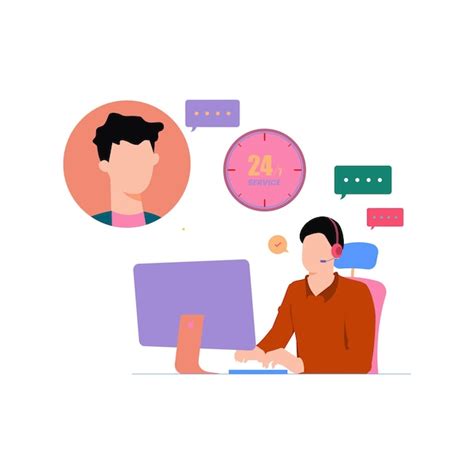 El Chico Está Trabajando 247 Para Atención Al Cliente Vector Premium