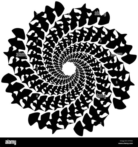 Circular Rotating Spiral Vortex Element Motif Abstract Geometric