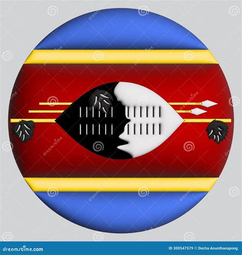 D Flag Of Eswatini On Circle Stock Illustration Illustration Of North America