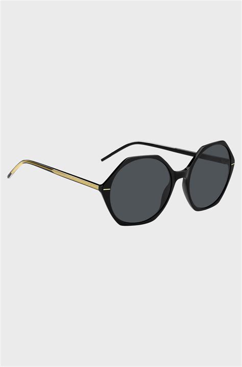 Boss Black Acetate Sunglasses With Angular Frames Black