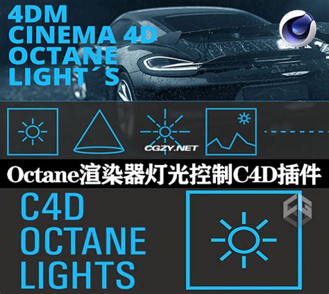 C4d插件octane渲染器灯光控制插件 4dm Cinema 4d Octane Lights Cg资源网