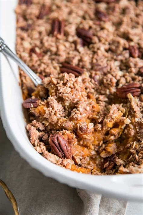 Delicious Vegan Sweet Potato Casserole With Pecan Oat Crumble