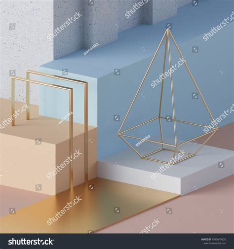 3d Render Pastel Color Mock Abstract Stock Illustration 1080619232
