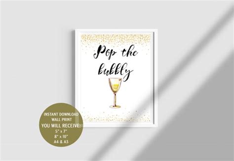 Pop The Bubbly Wall Art Print Bridesmaid T Idea Party Etsy