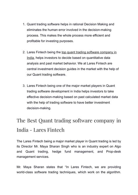 Ppt The Best Quant Trading Software Company In India Lares Fintech Powerpoint Presentation