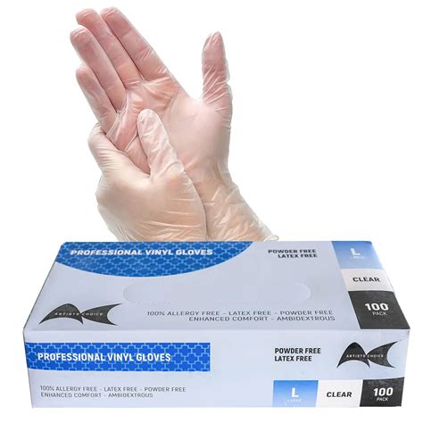 Artists Choice Vinyl Powder Free Gloves Clear 100pk Salon Cosmetics