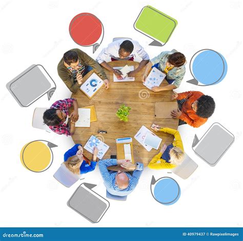 Diverse Group Of People Around Table Stock Illustration Illustration