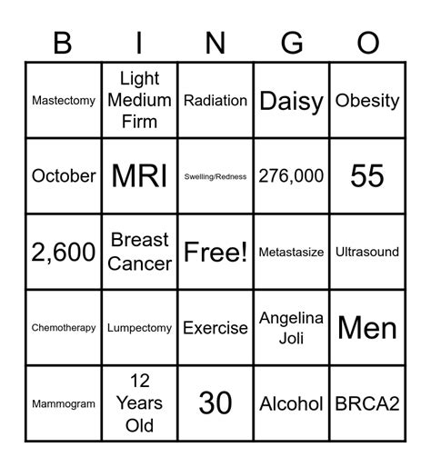 Breast Cancer Bingo Card