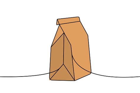 종이 가방 한 줄 색깔 연속 도면 빈 골판지 상자 테이크 아웃 음식을위한 가방 연속 한 줄 다채로운 그림 가방에 대한 스톡 벡터