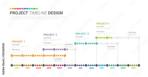 Project Schedule Year Chart Overview Planning Timeline Vector Diagram