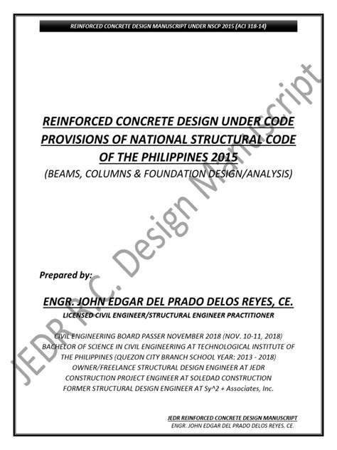 Reinforced Concrete Design Problems With Solution Under Nscp 2015 Jedr