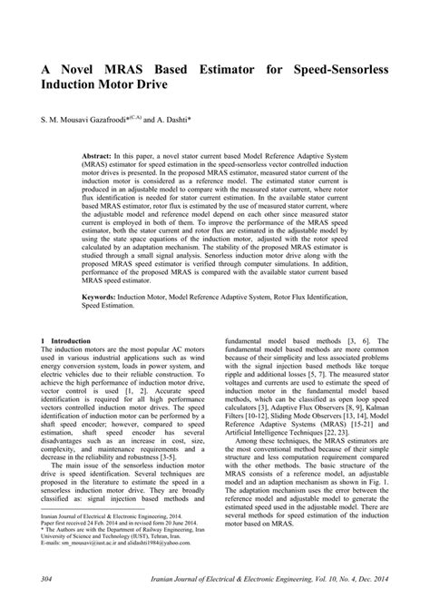 A Novel Mras Based Estimator For Speed
