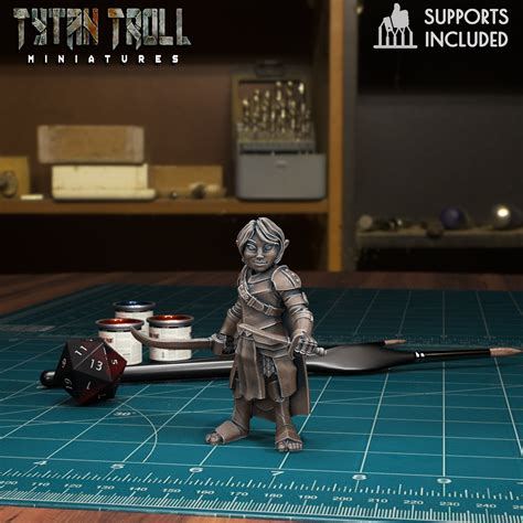 3d File Dnd Heroes Female Gnome Fighter Pre Supported ・3d Printer
