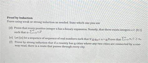Solved Proof By Induction Prove Using Weak Or Strong Chegg