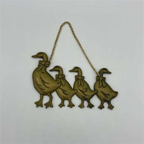 Vintage Mid Century Brass Wall Hanging B24 S