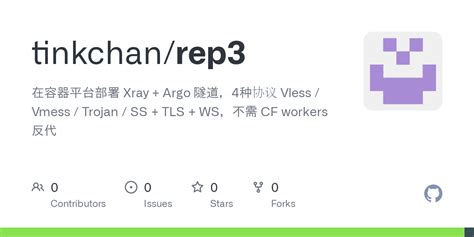 GitHub tinkchan rep 在容器平台部署 Xray Argo 隧道 种协议 Vless Vmess Trojan SS TLS WS不需 CF
