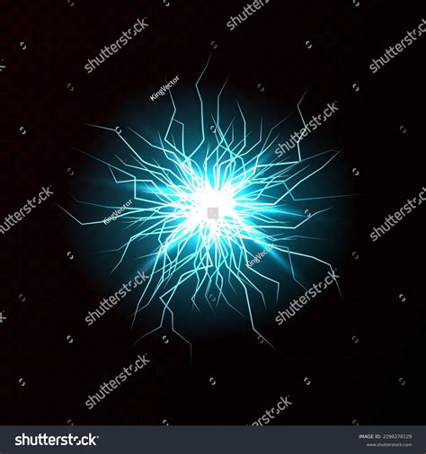 Lightnings Thunderbolt Strikes Isolated Ground Cracks Stock Vector