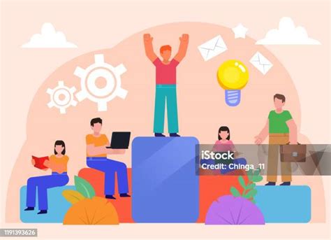 팀 리더 일 경력 사다리 성장 성장 단계에 서있는 사람들의 그룹 개념에 대한 스톡 벡터 아트 및 기타 이미지 개념 개념과 주제 개발 Istock