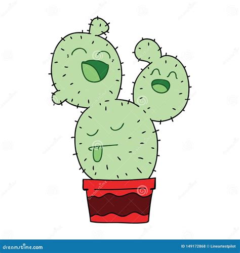Cactus Exhausto De La Historieta De La Mano Peculiar Ilustración del Vector Ilustración de