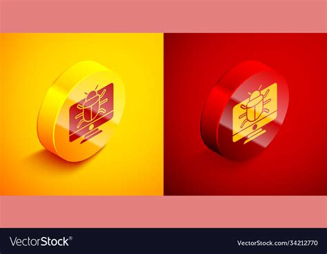 Isometric System Bug On Monitor Icon Isolated Vector Image