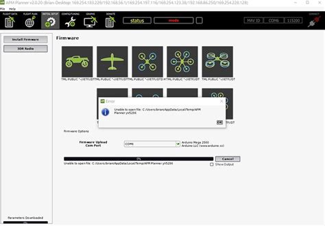 Missing File While Trying To Load Firmware In Apm 2 8 Using Apm Planner V2 0 20 Unsupported