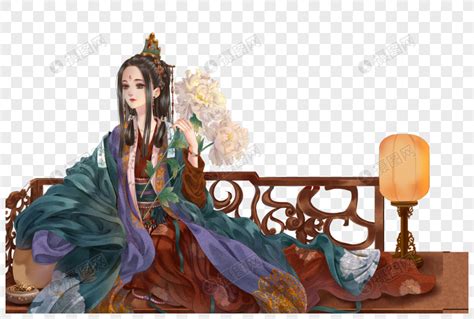 꽃을 들고 고대 여자 Png 일러스트 무료 다운로드 Lovepik