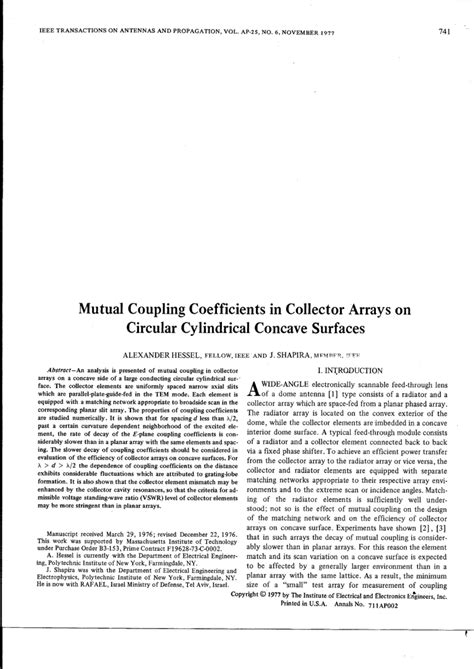 Pdf Mutual Coupling Coefficients In Collector Arrays On Circular