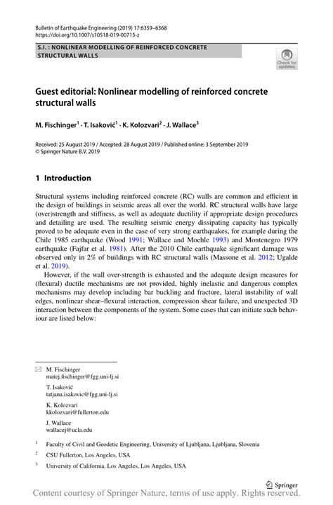 Guest Editorial Nonlinear Modelling Of Reinforced Concrete Structural