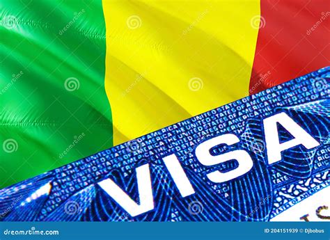 Mali Visa Document Close Up Passport Visa On Mali Flag Mali Visitor