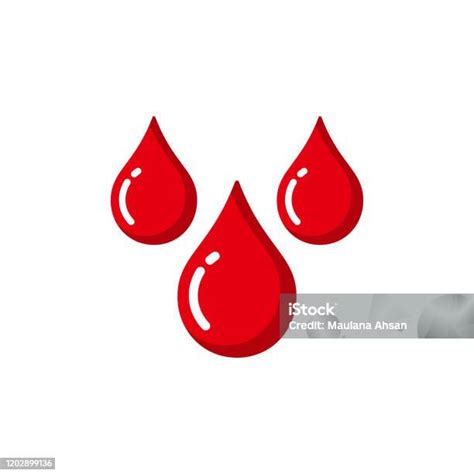 Red Blood Drop Vector Icon Blood Drop Illustration In Flat Design Style