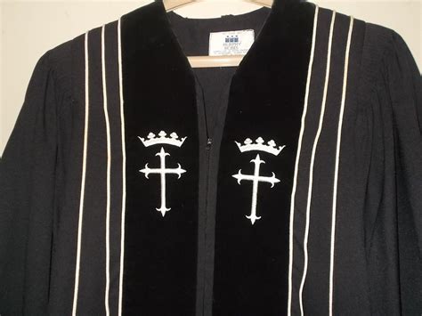 Murphy Robes Clergy Choir Priest Long Black Robe White Crosses