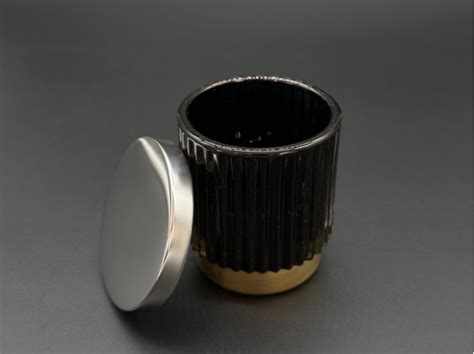 Скляна банка для свічок з металевою кришкою 80х70мм