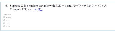 solved 6 suppose x is a random variable with e x 4 and