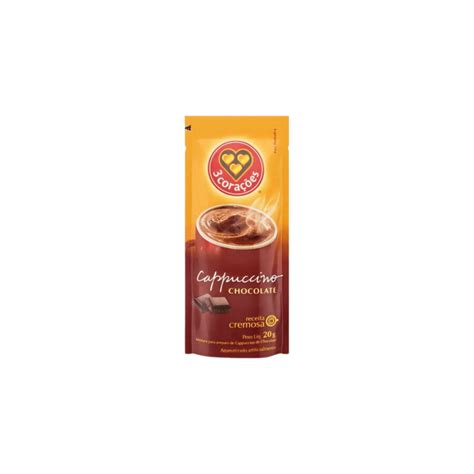 Mercearia Cappuccino 3 Corações Chocolate Sache 20g Cappuccino 3