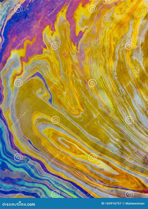 Abstract Of Multi Colored Puddle With Gasoline Stock Image Image Of