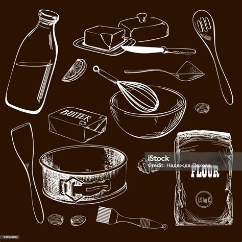 빵 과자 달콤한 손 그려진된 밑그림 베이커리 벡터 일러스트 레이 션 설정 개념에 대한 스톡 벡터 아트 및 기타 이미지 개념