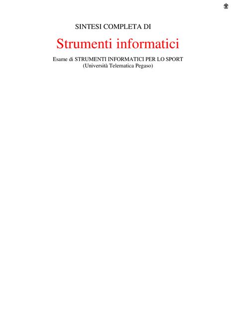 Strumenti Informatici Per Lo Sport Docsity