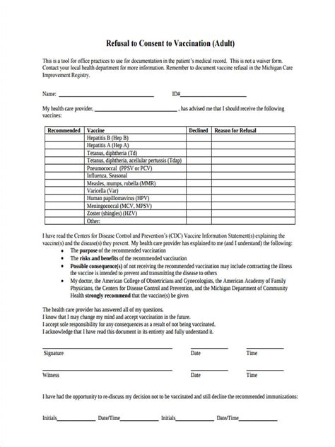 Free 9 Vaccine Consent Forms In Pdf Ms Word
