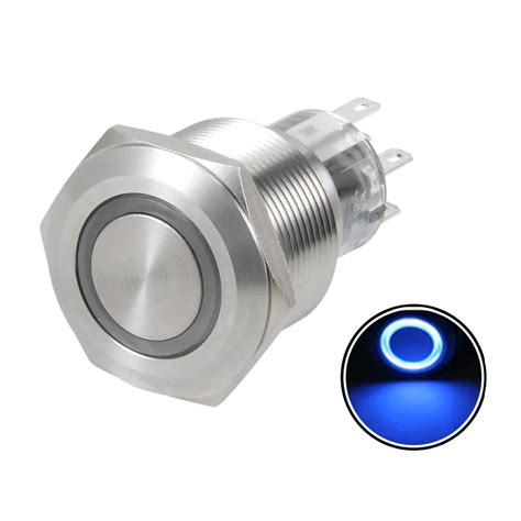 Uxcell Momentary Metal Push Button Switch 22mm Mounting Dia Dpdt 2no