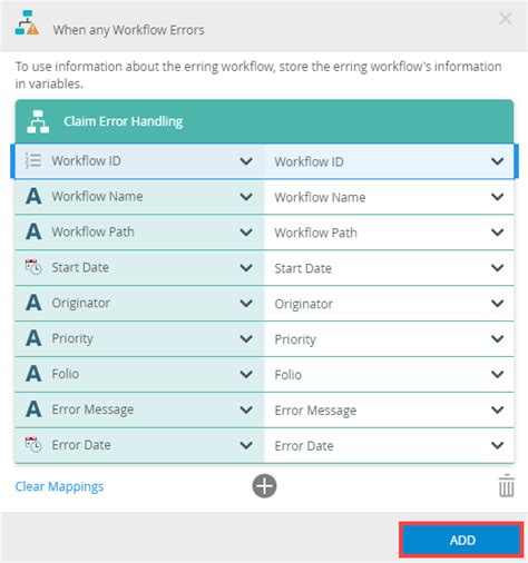start a workflow with the workflow error event
