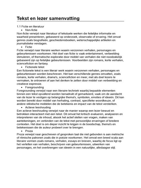 tekst en lezer samenvatting pdf