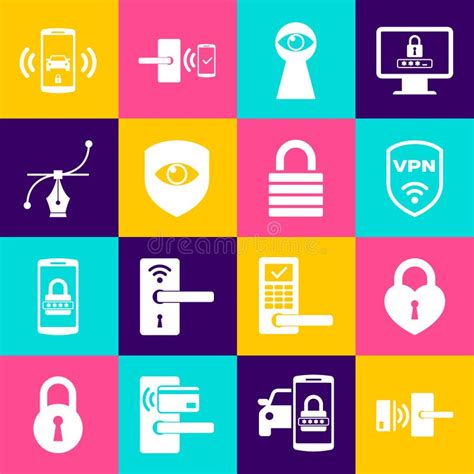 Set Digital Door Lock With Wireless Castle In The Shape Of Heart Shield Vpn Keyhole Eye And