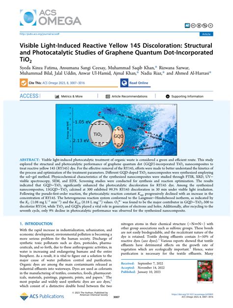 Pdf Visible Light Induced Reactive Yellow 145 Discoloration Structural And Photocatalytic