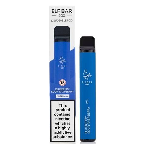 Elf Bar Blueberry Sour Raspberry 600 Puffs Disposable Vape Pack Of 10