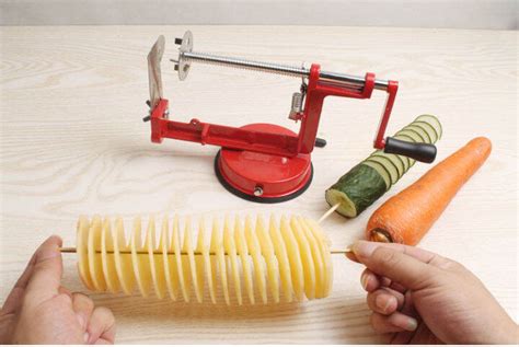 Manual Rotating Potato Tower Machine Stainless Steel Potato Chips Cyclone Potato Slicer Cucumber